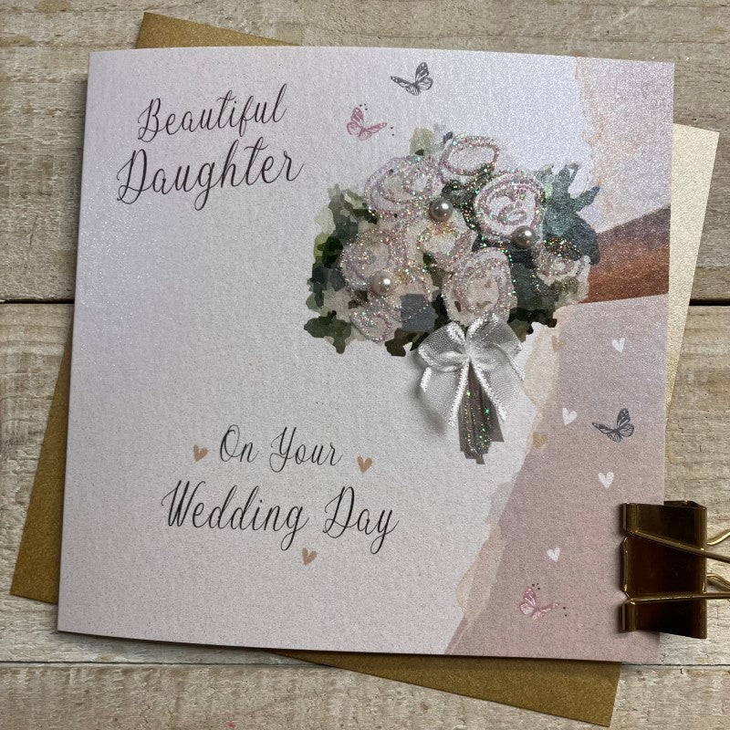 White Cotton Daughter Wedding Card – Scarlet Ribbons