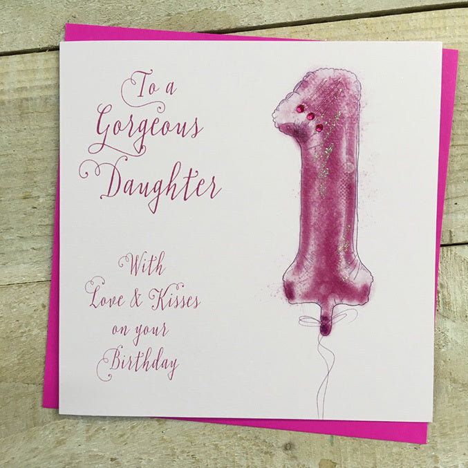 White Cotton Daughter 1st Birthday Card – Scarlet Ribbons