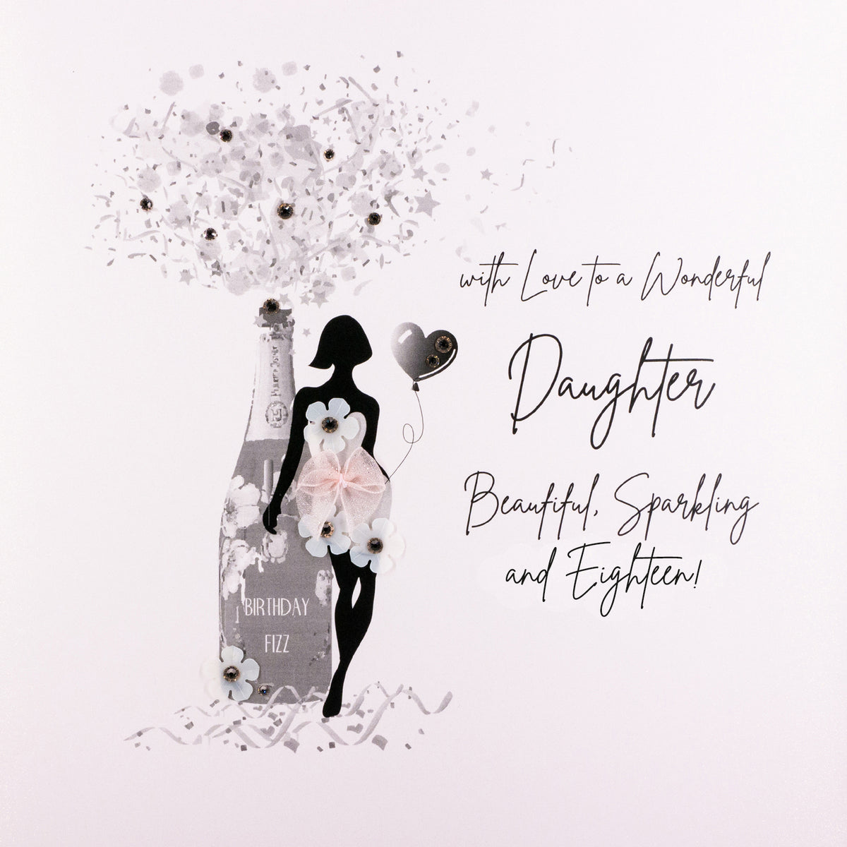 Daughter Beautiful Sparkling 18th Birthday Large Card – Scarlet Ribbons