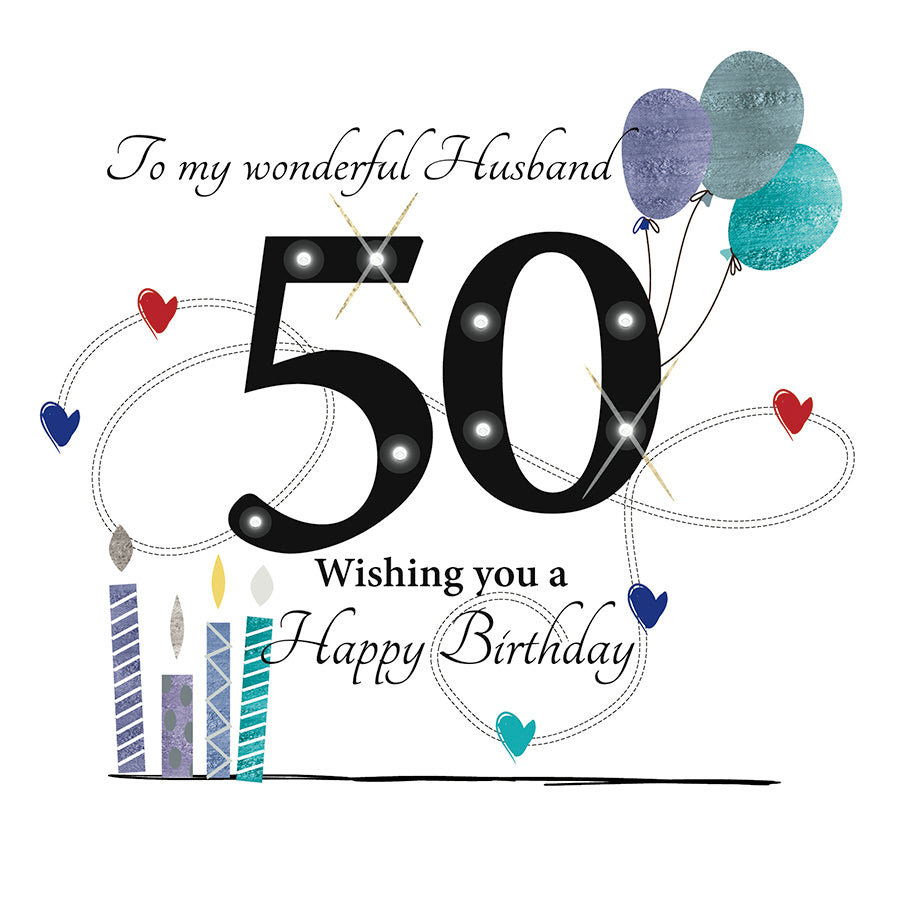 Rush Designs Husband 50th Birthday Card – Scarlet Ribbons