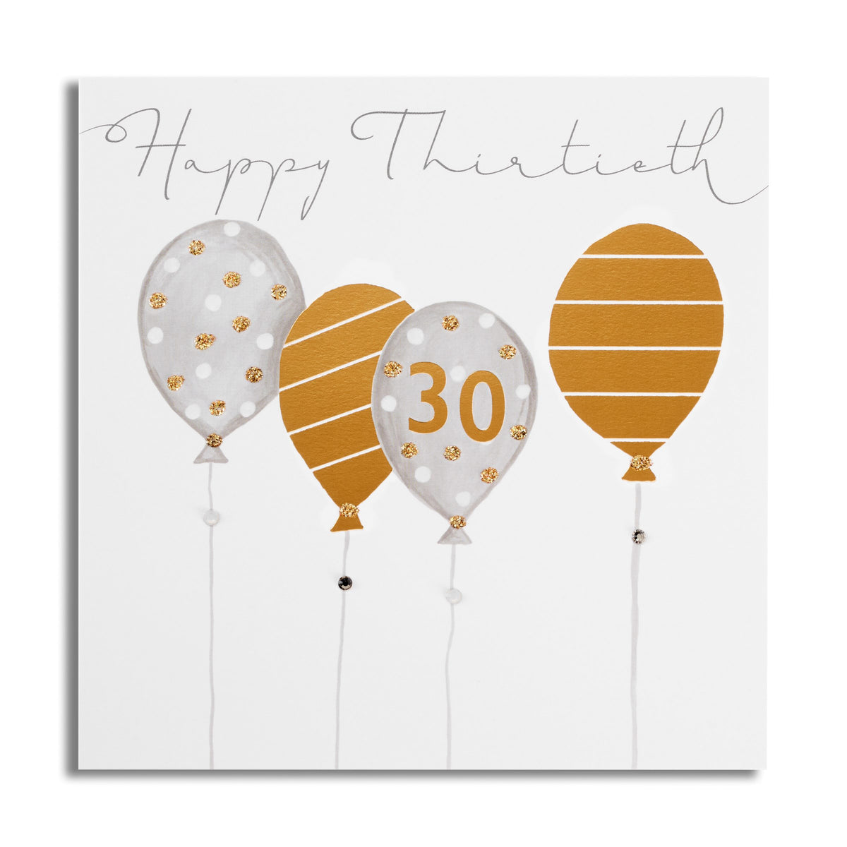 Happy Thirtieth Birthday Card - Golden Balloons – Scarlet Ribbons