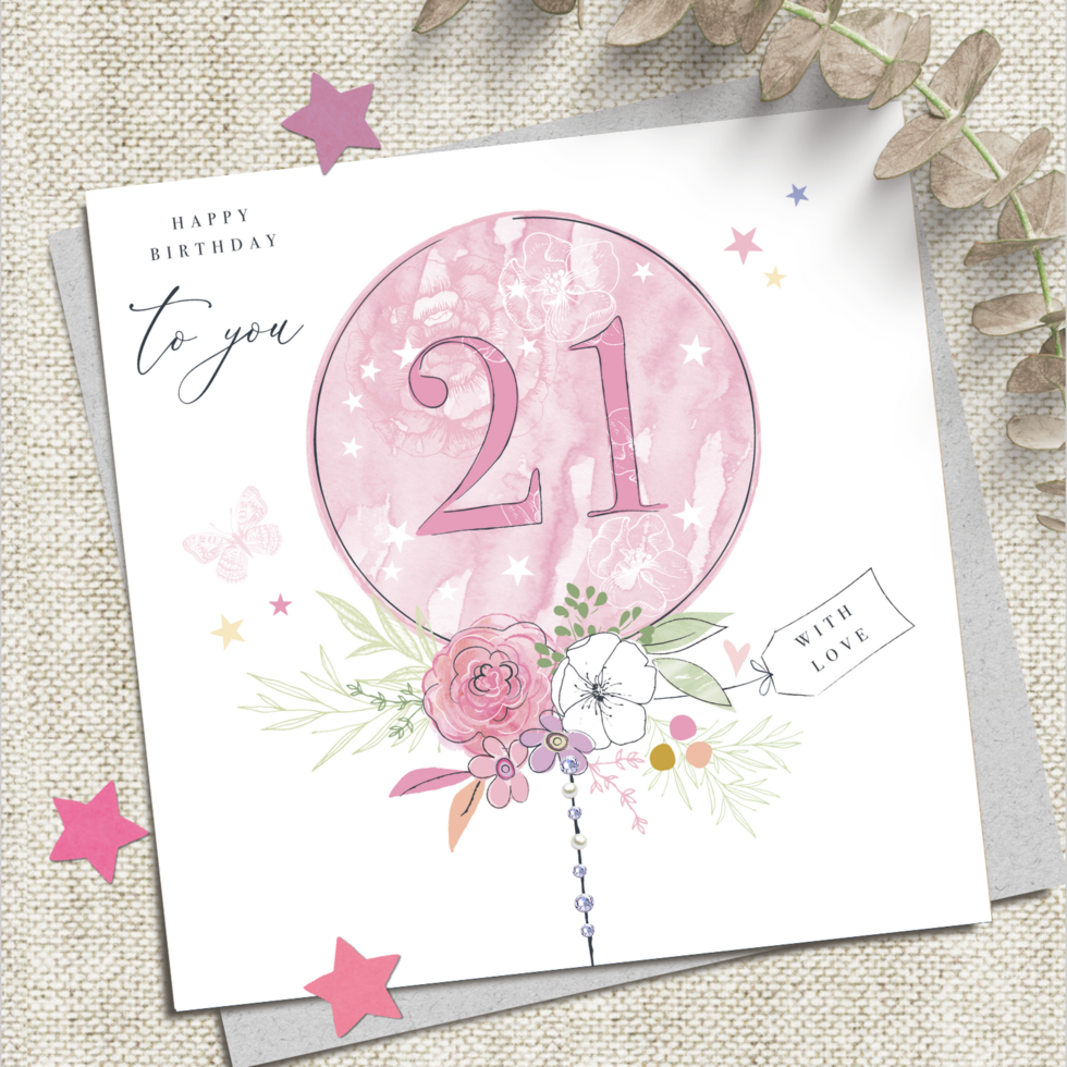 21st Birthday Card - Balloon – Scarlet Ribbons