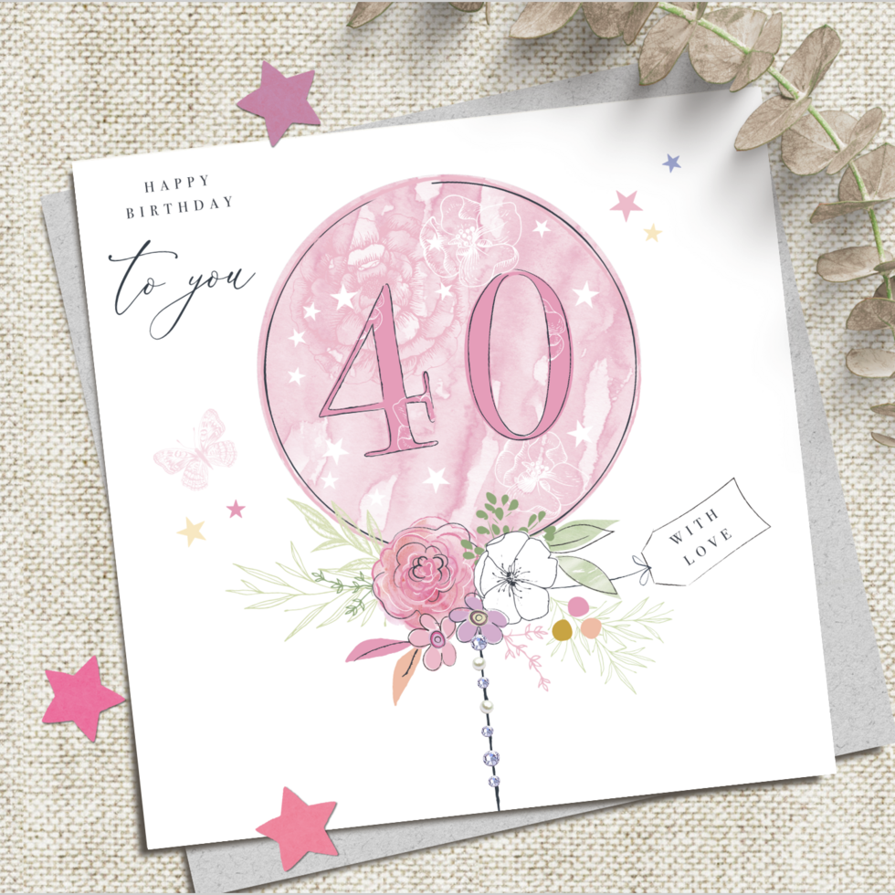 40th Birthday Card - Balloon – Scarlet Ribbons