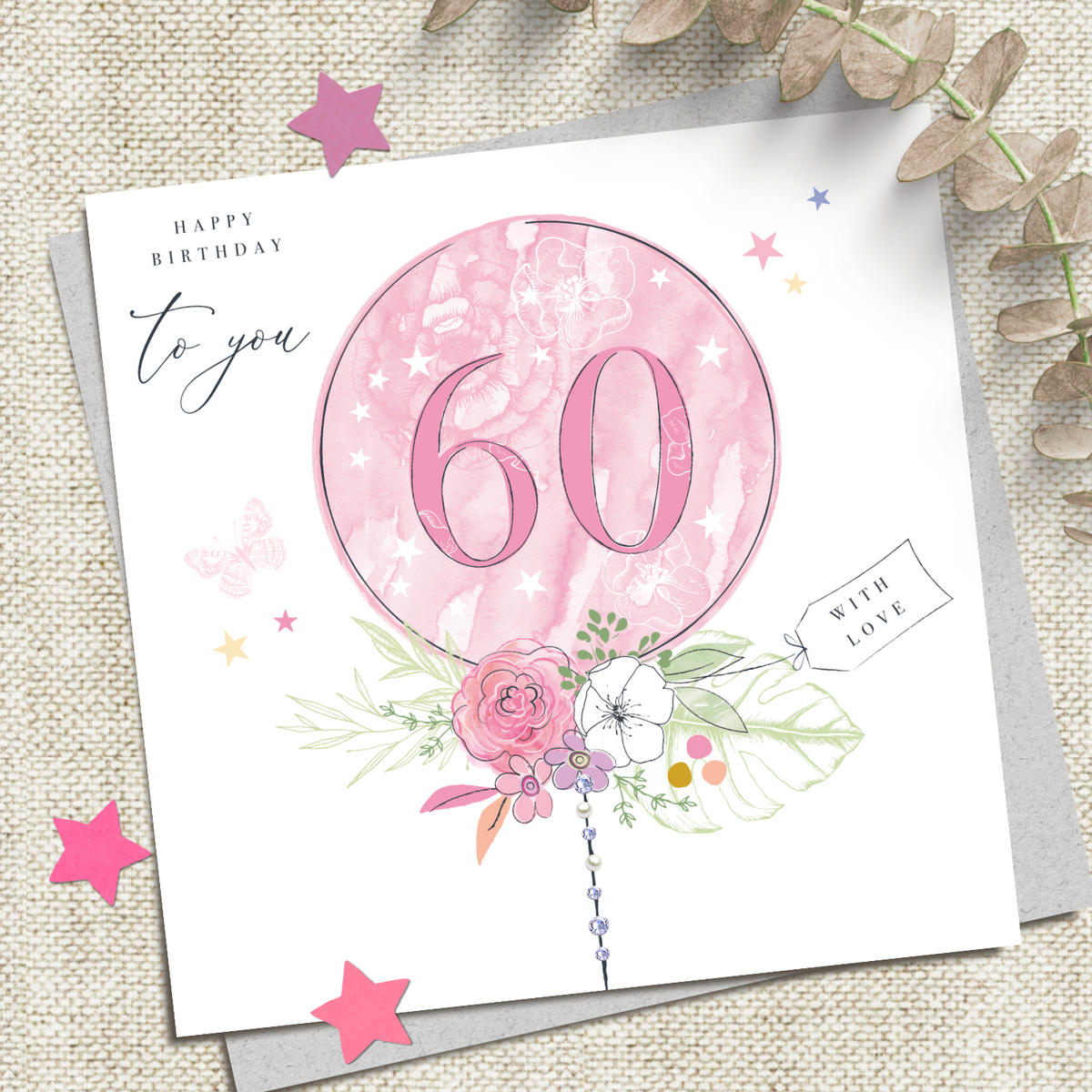 60th Birthday Card - Balloon – Scarlet Ribbons
