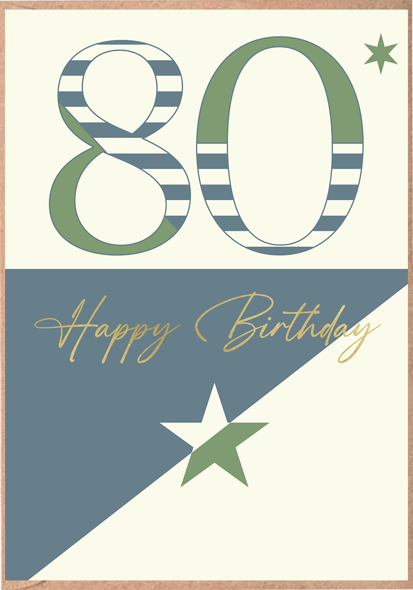 Rush Designs Male 80th Birthday Card – Scarlet Ribbons