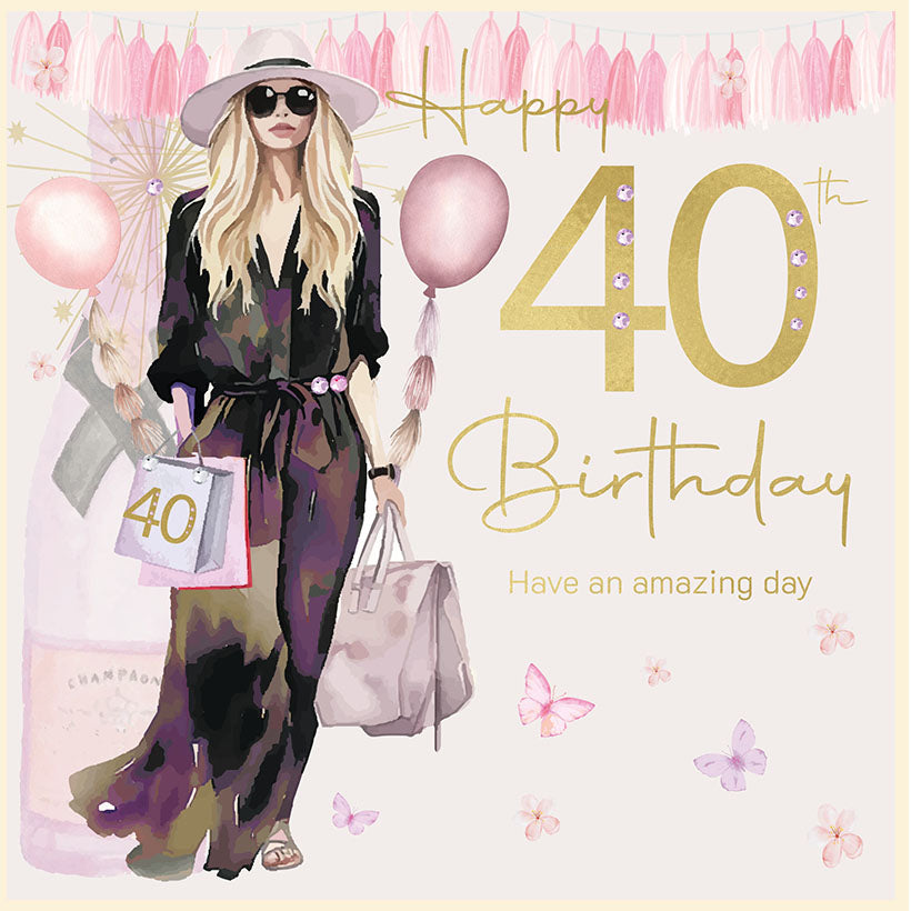 Rush Designs Female 40th Birthday Card – Scarlet Ribbons